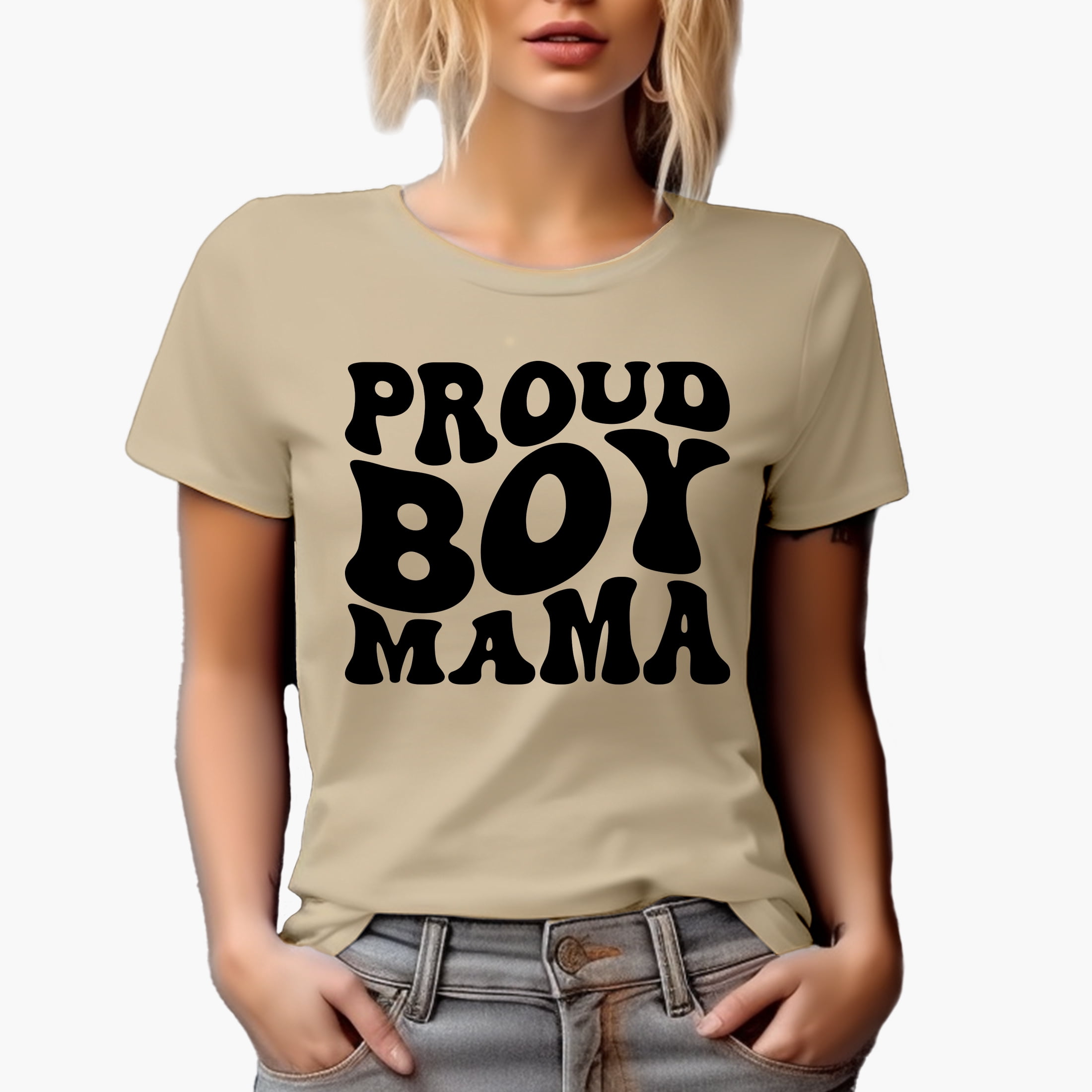 Proud Boy Mama, Mother of Boys Themed, Groovy Retro Wavy Text Merch ...