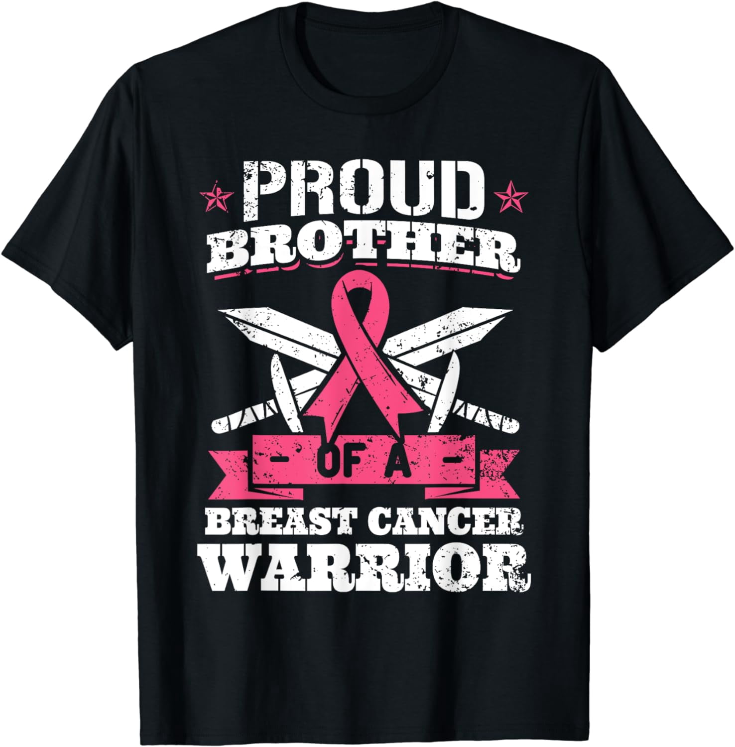 Proud Brother Of Breast Cancer Warrior Pink Awareness Ribbon T-Shirt ...