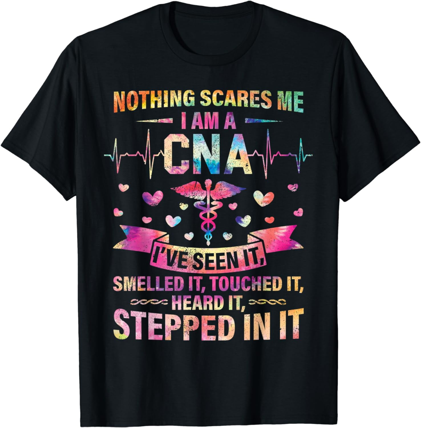 Proud CNA Certified Nurse Assistant Heartbeat Cute Tie Dye T-Shirt ...