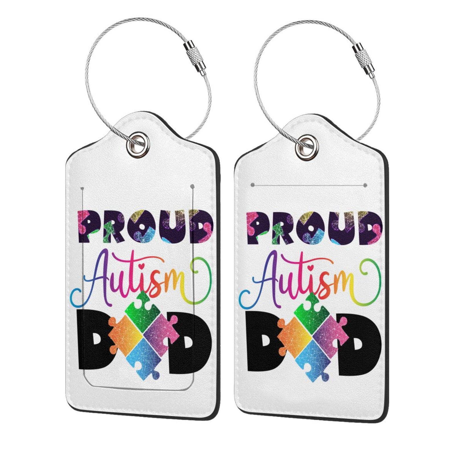 Proud Dad Autism Autism Awareness Month Luggage Tags for Suitcase PU ...