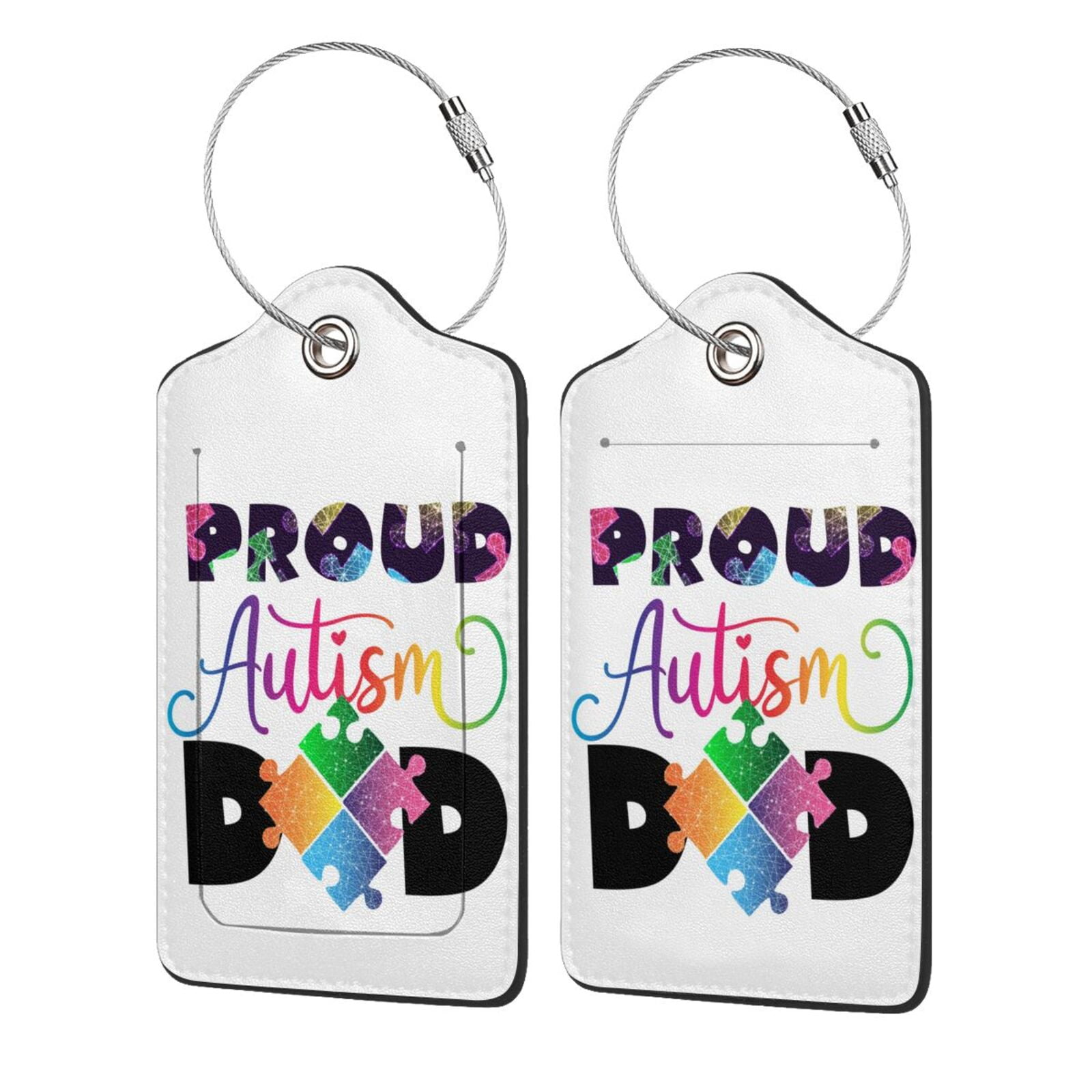 Proud Dad Autism Autism Awareness Month Luggage Tags for Suitcase PU ...