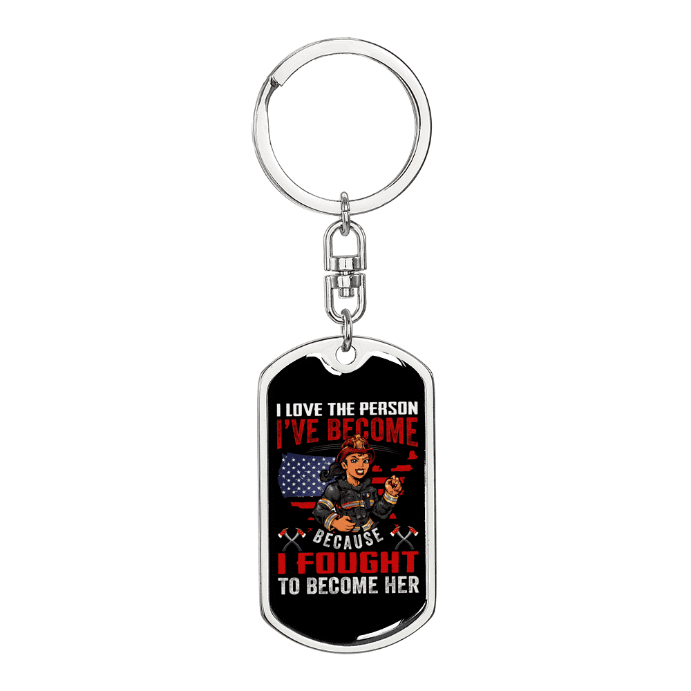 Proud Female Firefighter Stainless Steel or 18k Gold Premium Swivel Dog ...