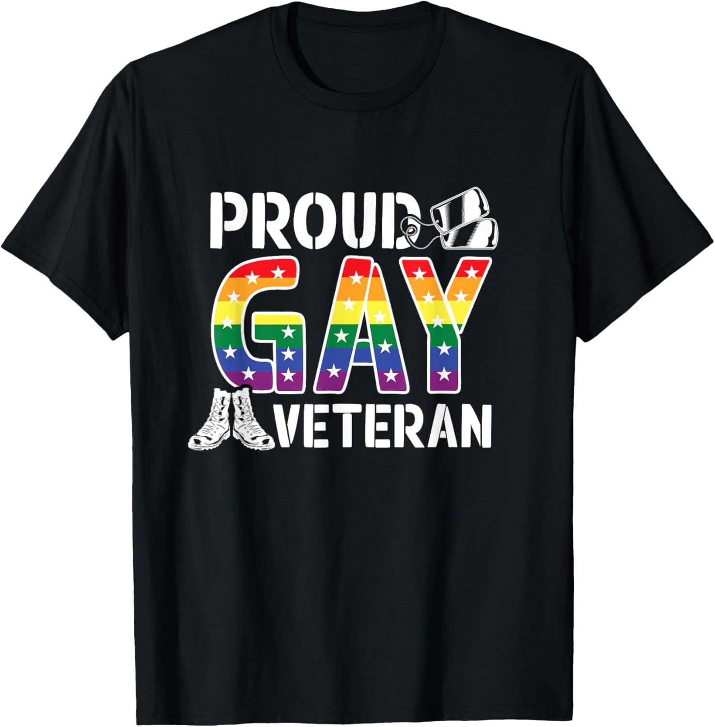 Proud Gay Veteran LGBT Rainbow Flag Retired Military Support T-Shirt ...