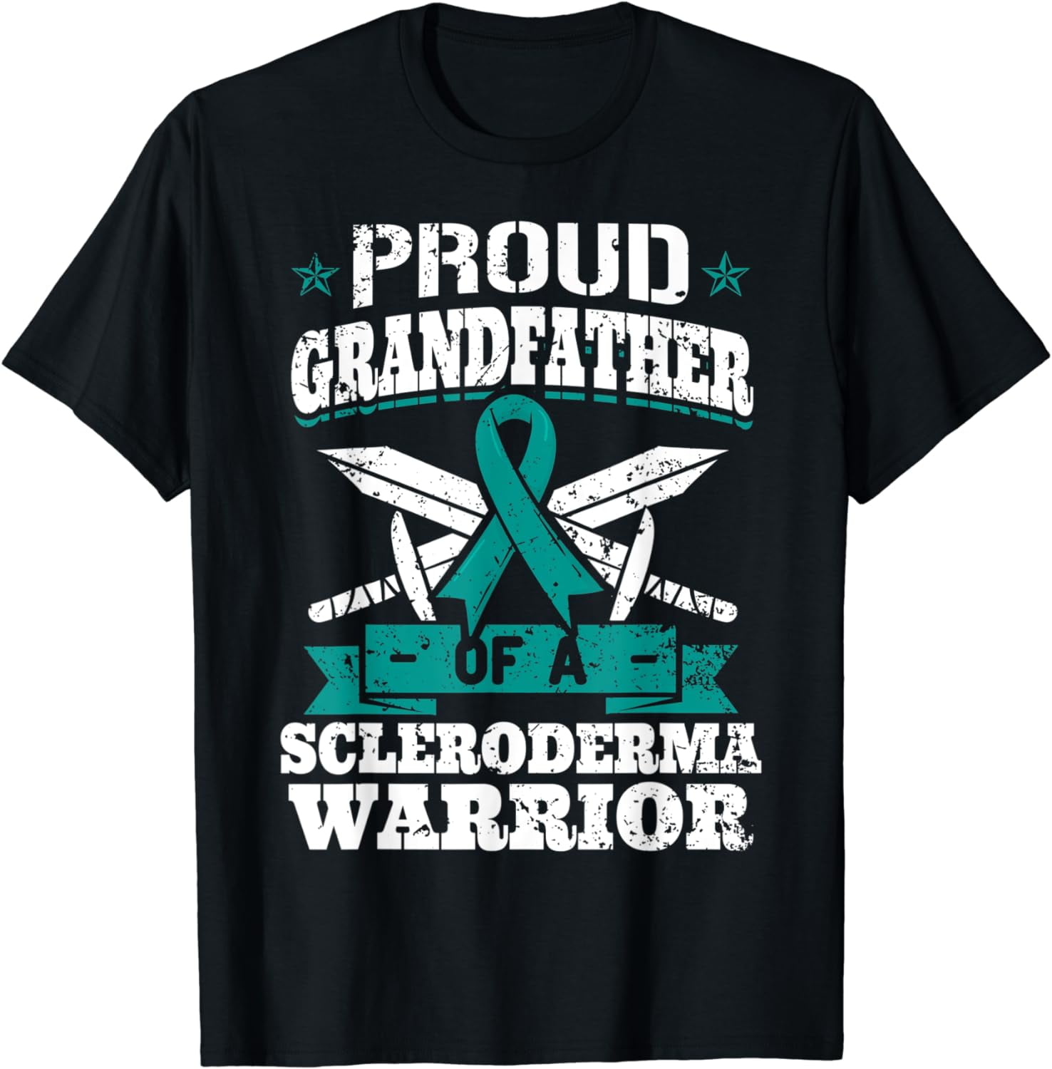 Proud Grandfather Of A Scleroderma Warrior Awareness Ribbon T-Shirt ...