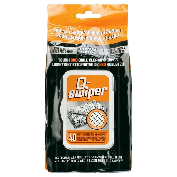 Proud Grill 6 x 8 in. Q-Swiper BBQ Grill Cleaning Wipes Refill, 40 ...