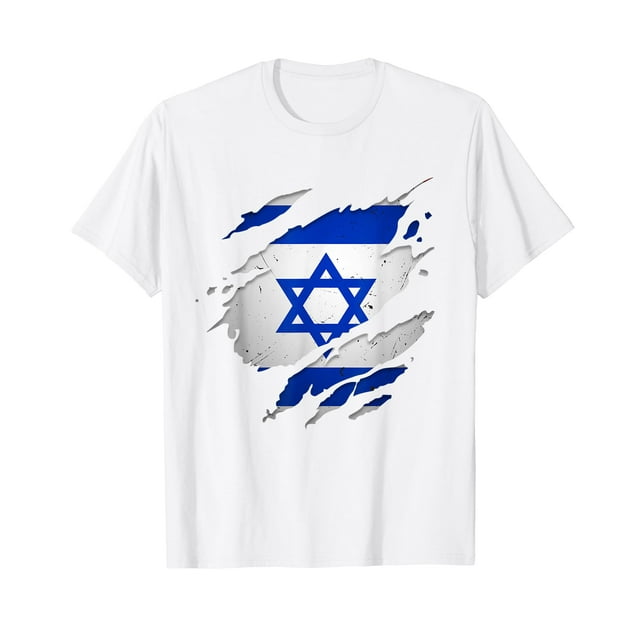 Proud Israeli Shirts | Torn Ripped Israel Flag White T-Shirt - Walmart.com