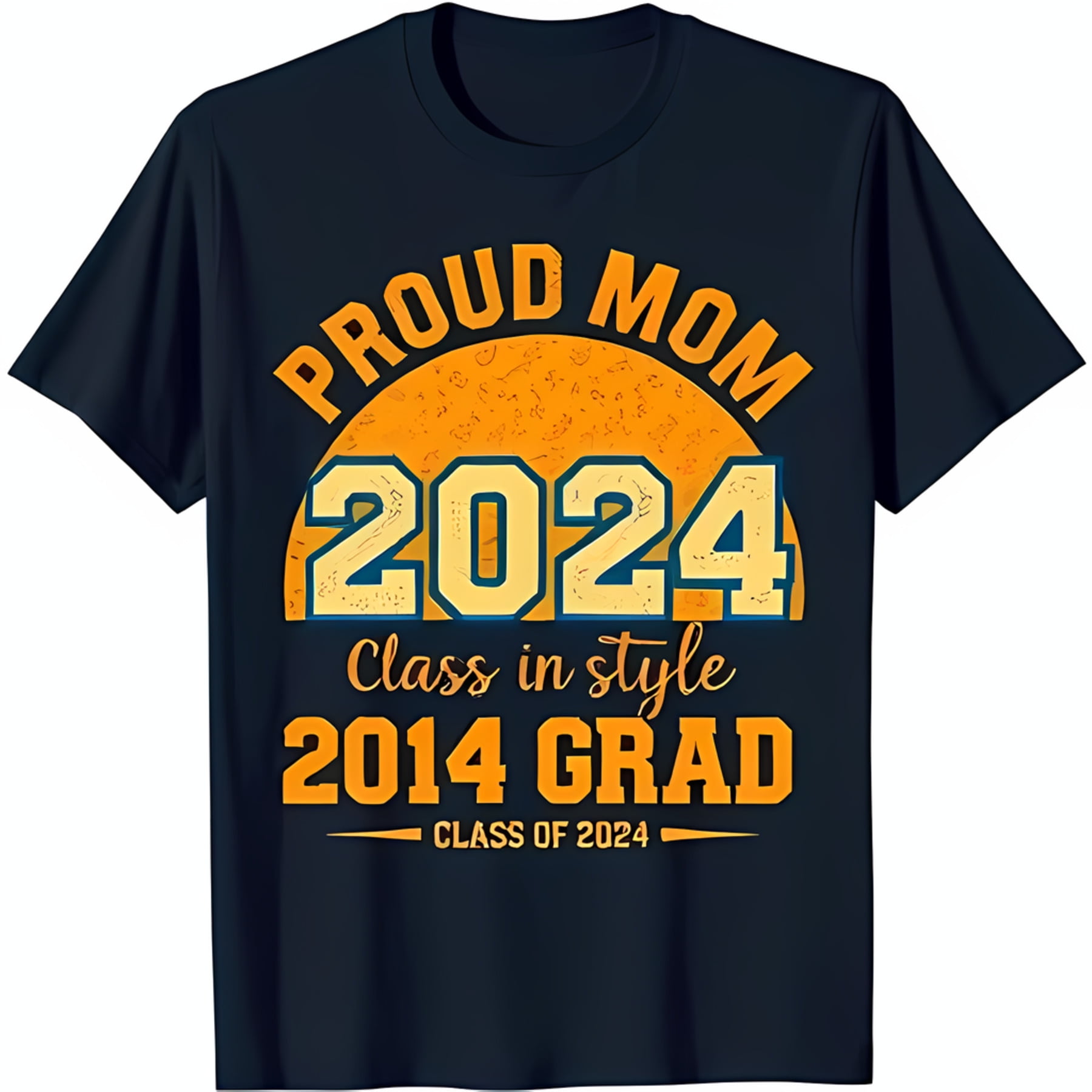 Proud Mom 2024 Graduation T-Shirt Dark Blue with Sun Design Class in ...