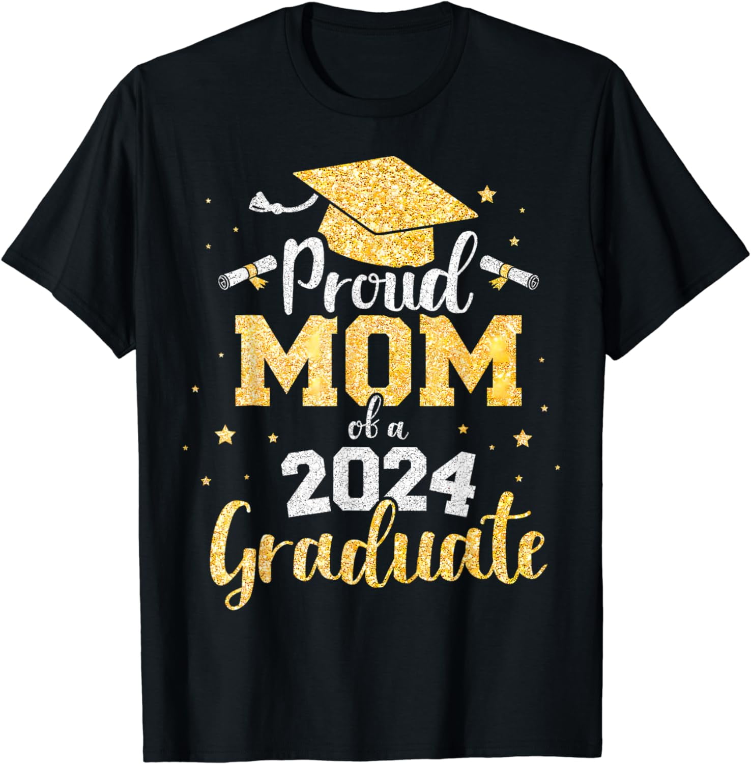 Proud Mom Of A Class Of 2024 Graduate Senior Graduation Cotton T-Shirt ...