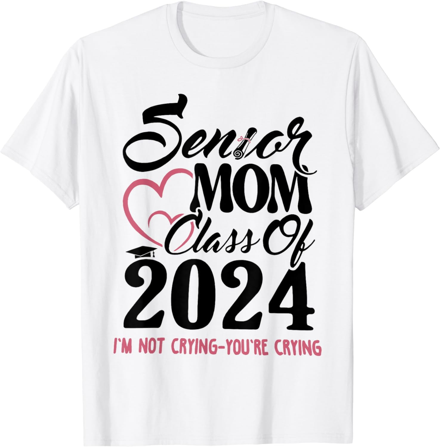 Proud Mom Senior 2024 Class Of 2024 Cute Heart Graduation 24 T-Shirt ...