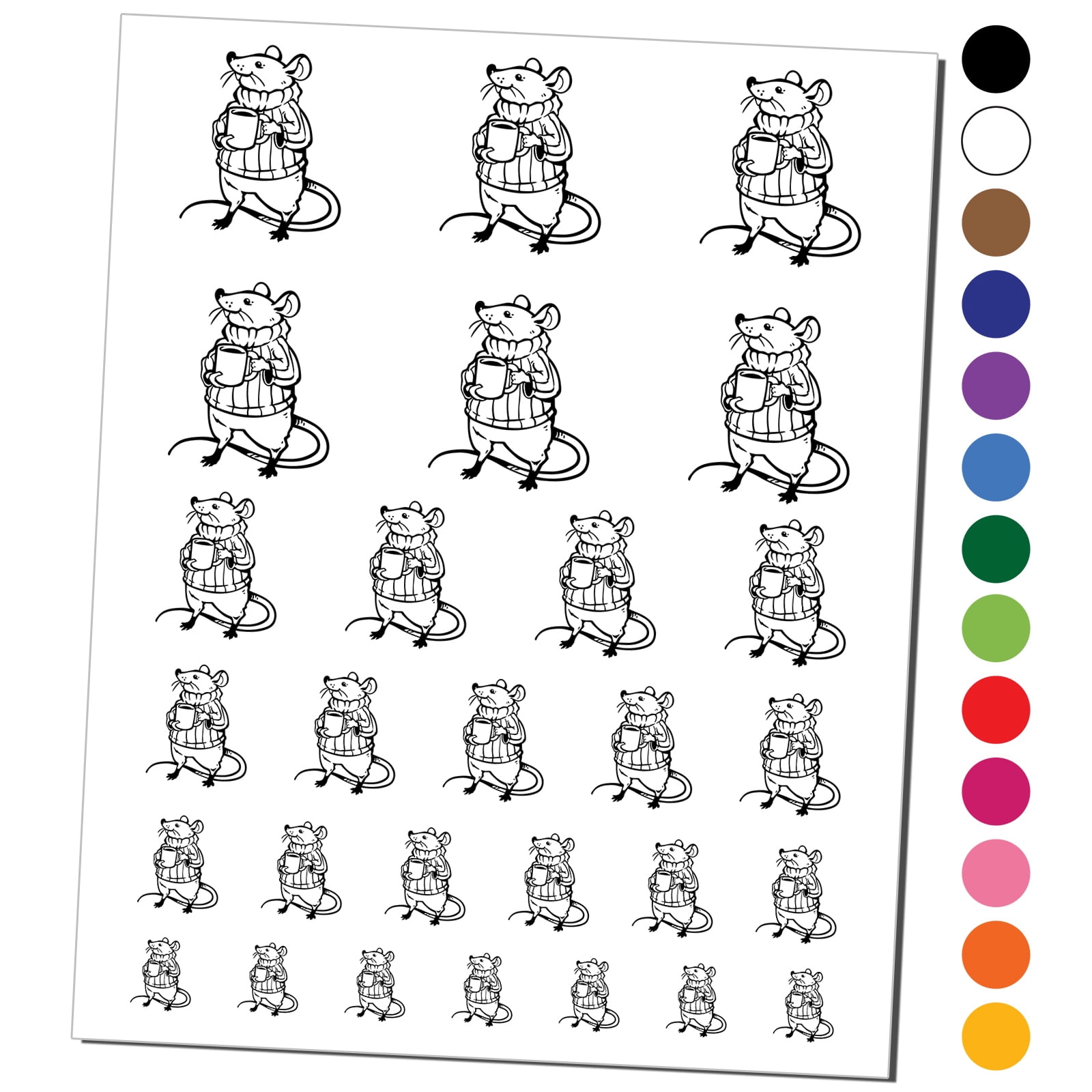 Proud Mouse in Sweater with Mug Water Resistant Temporary Tattoo Set ...