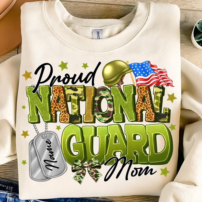 Proud National Guard Mom Sweatshirt – Patriotic Camouflage Crewneck for ...