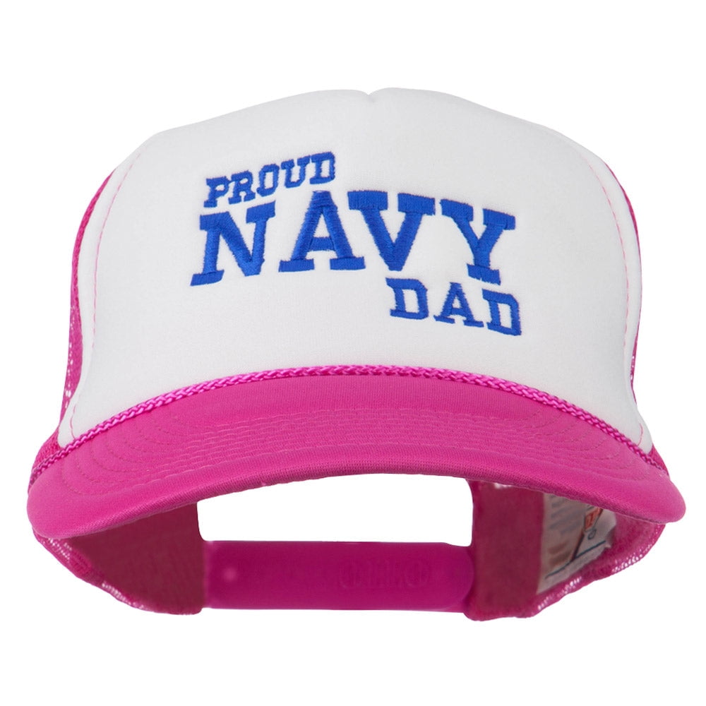 Proud Navy Dad Embroidered Foam Mesh Cap - Hot Pink White OSFM ...
