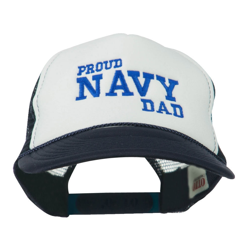 Proud Navy Dad Embroidered Foam Mesh Cap - Royal White OSFM - Walmart.com
