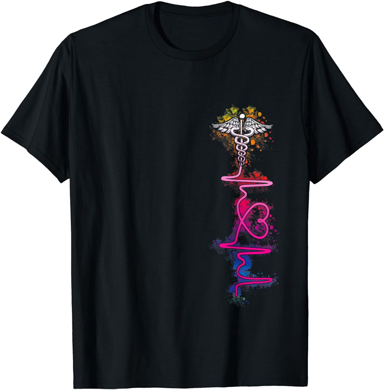 Proud Nurse Colorful Heartbeat Tie Dye Nursing Love Nurse T-Shirt ...