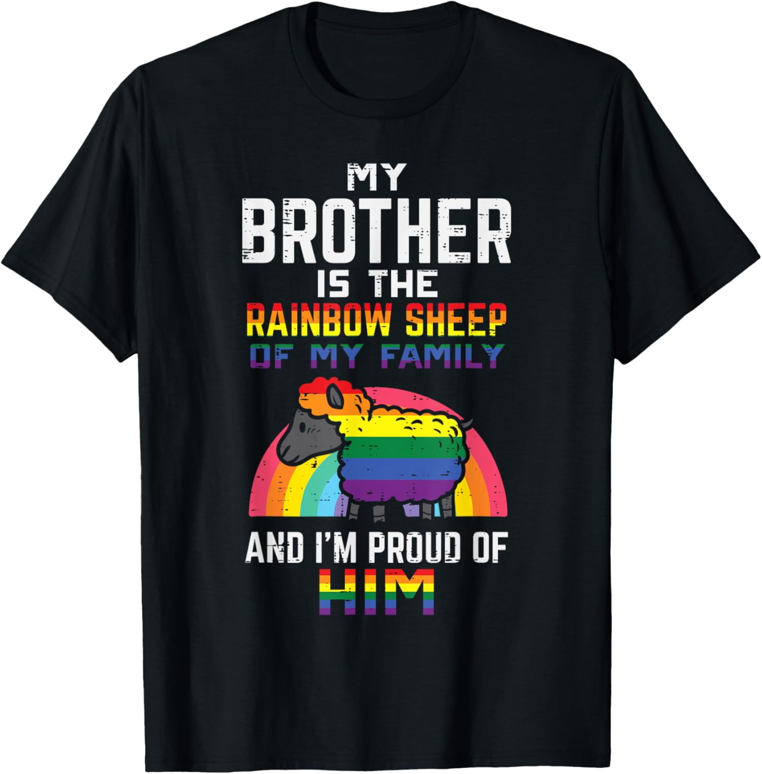 Proud Of My Brother Rainbow Sheep Gay Pride Ally LGBTQ Month T-Shirt ...