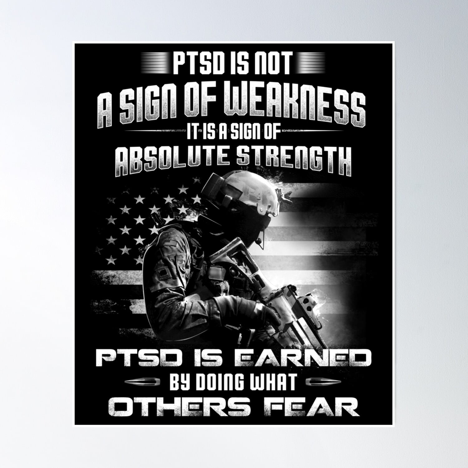 Proud Ptsd Warrior Graphic Cool Veteran Military Memorial Day Themed T ...