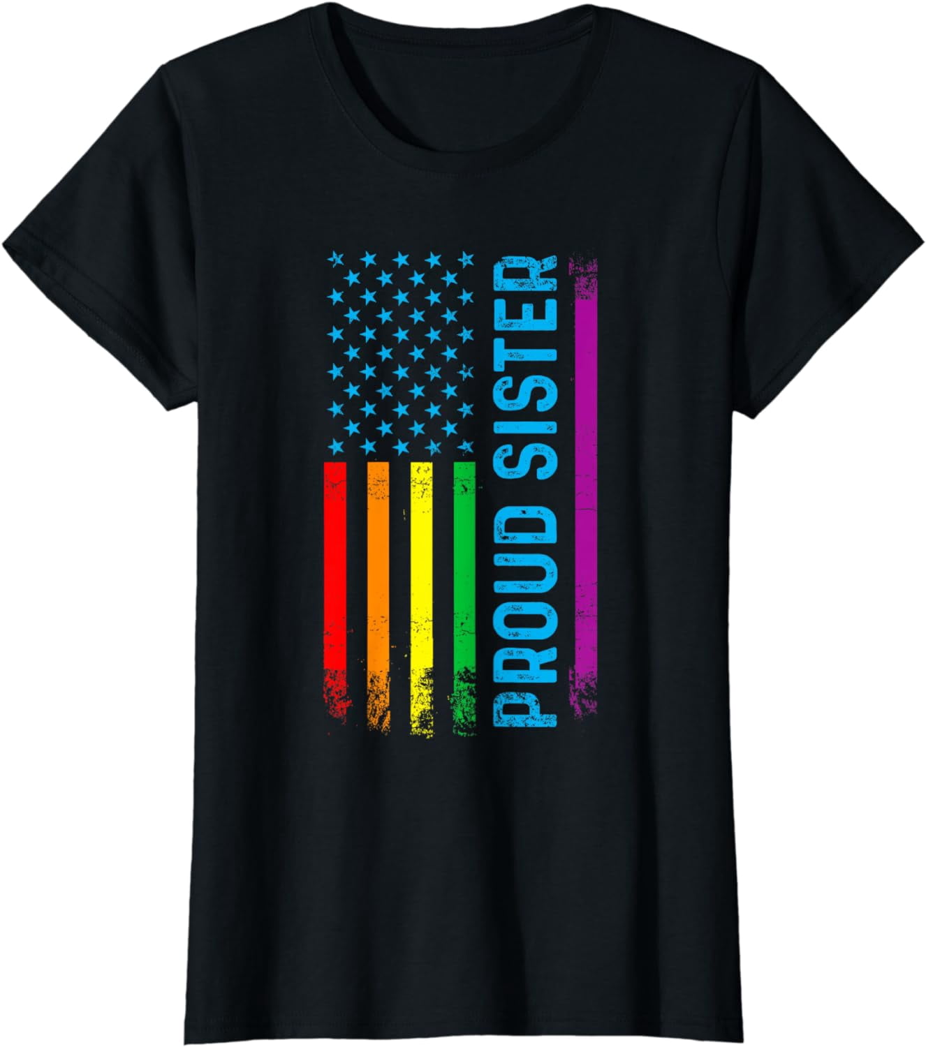 Proud Sister LGBT LGBTQ Gay Pride Rainbow Flag Cotton T-Shirt - Walmart.com