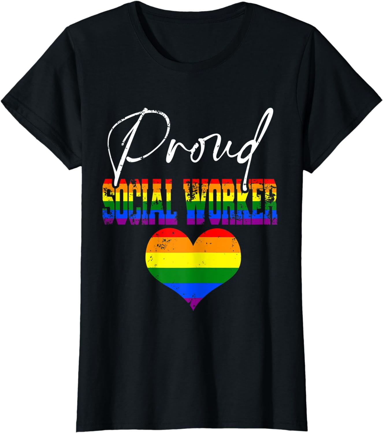 Proud Social Worker Pride LGBT Flag Matching Gay Lesbian T-Shirt ...