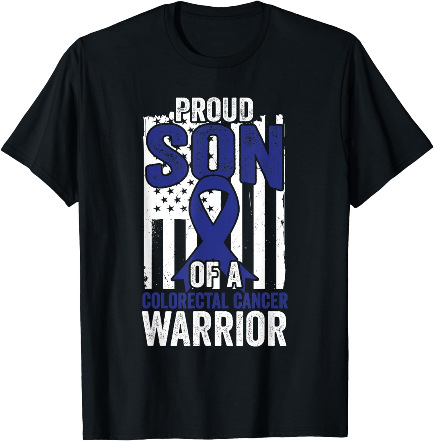 Proud Son Of A Colorectal Cancer Warrior Blue Ribbon T-Shirt - Walmart.com