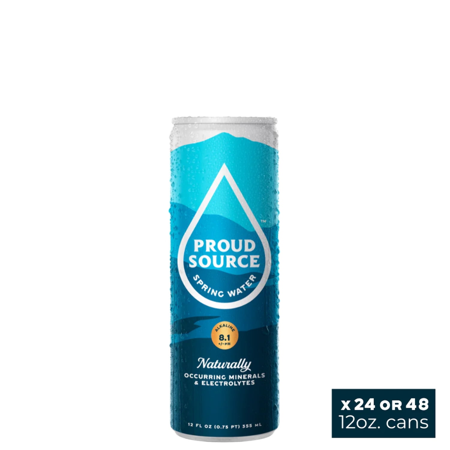Proud Source Alkaline Spring Water - 12 oz Cans, 24 Pack - Walmart.com