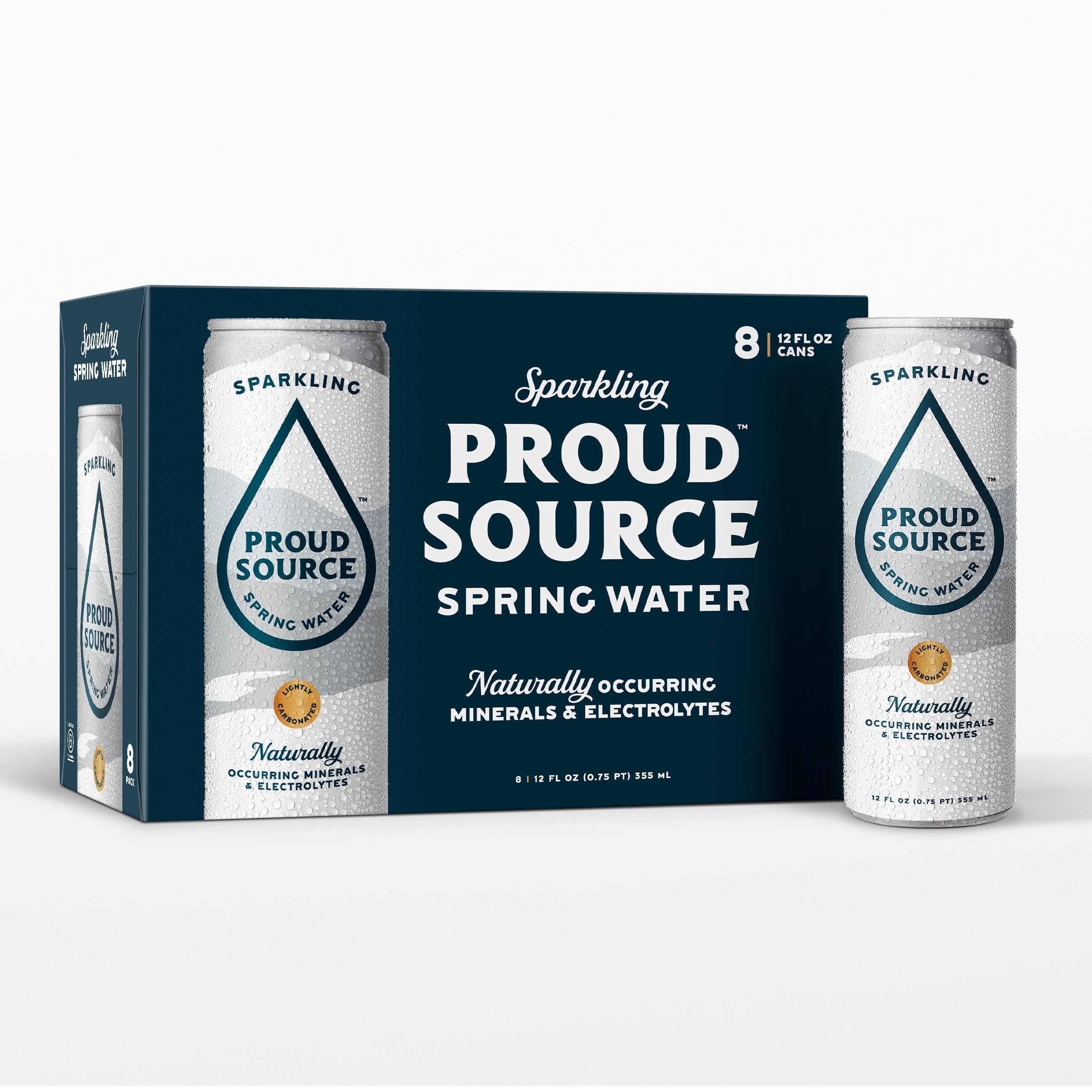 Proud Source Natural Spring Alkaline Sparkling Water, 12 fl oz 8 Pack ...