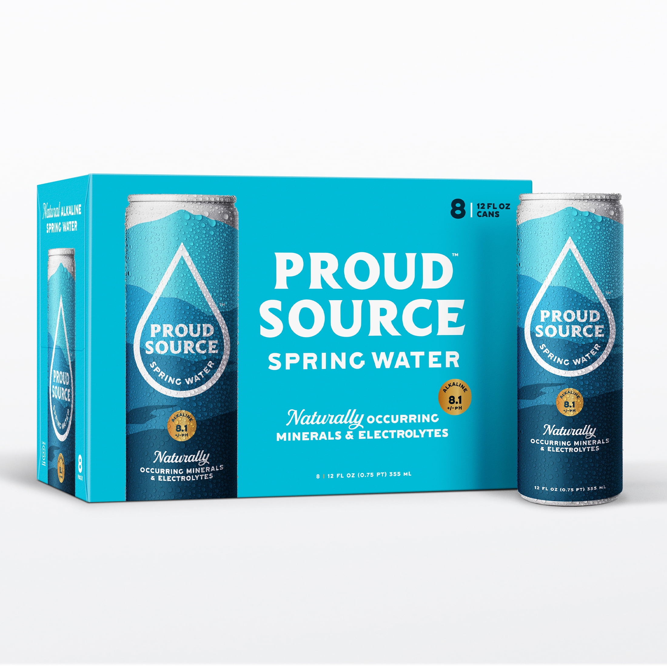 Proud Source Natural Spring Alkaline Water, 12 fl oz 8 Pack Cans ...