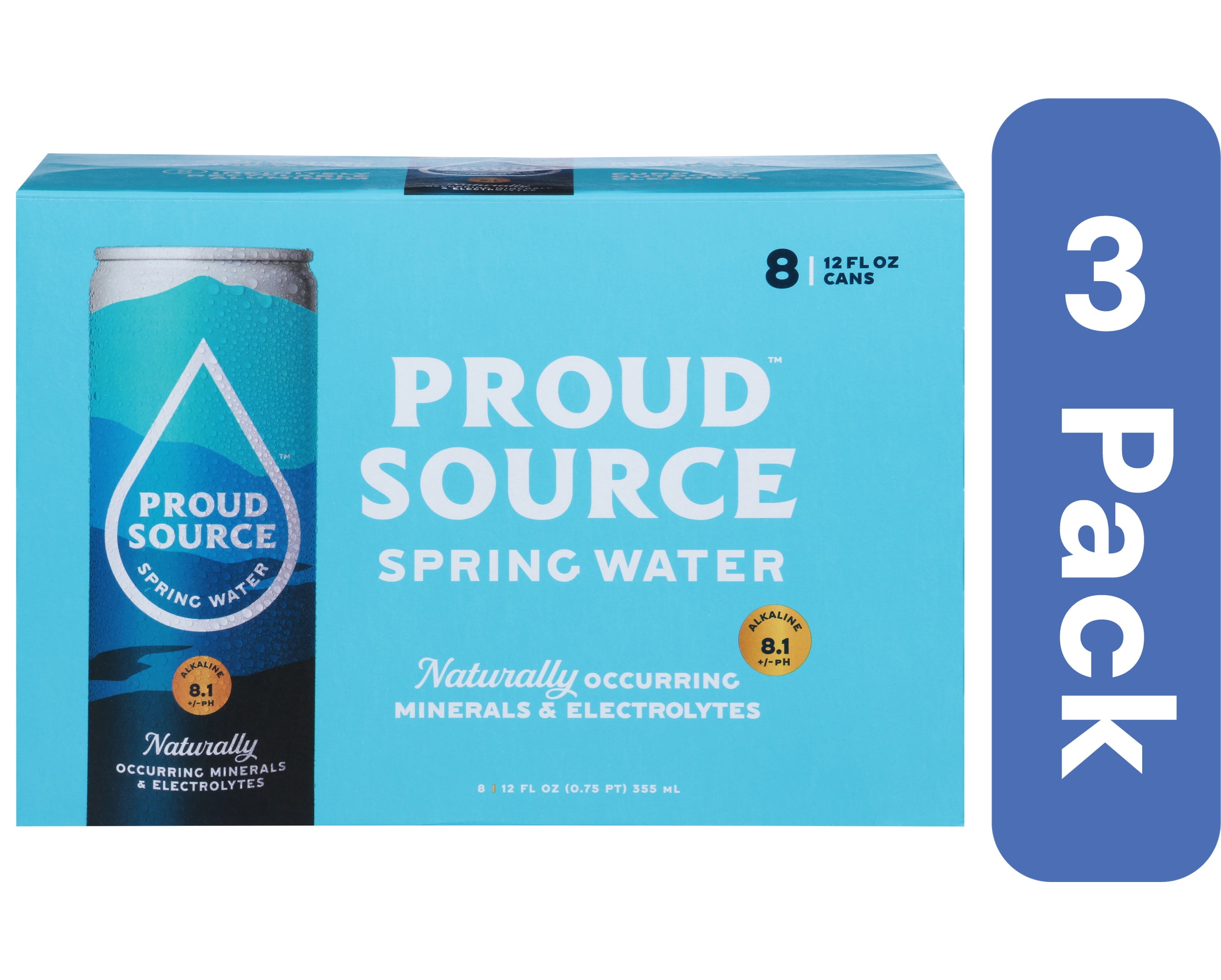 Proud Source Water Alkaline Natural 8 Pack 96 fl oz (Pack Of 3 ...