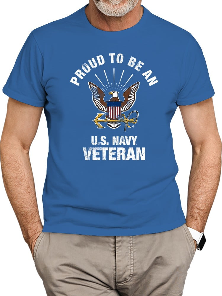 Proud To Be A Navy Veteran T-Shirt Men -Navy Designs, Male Large ...