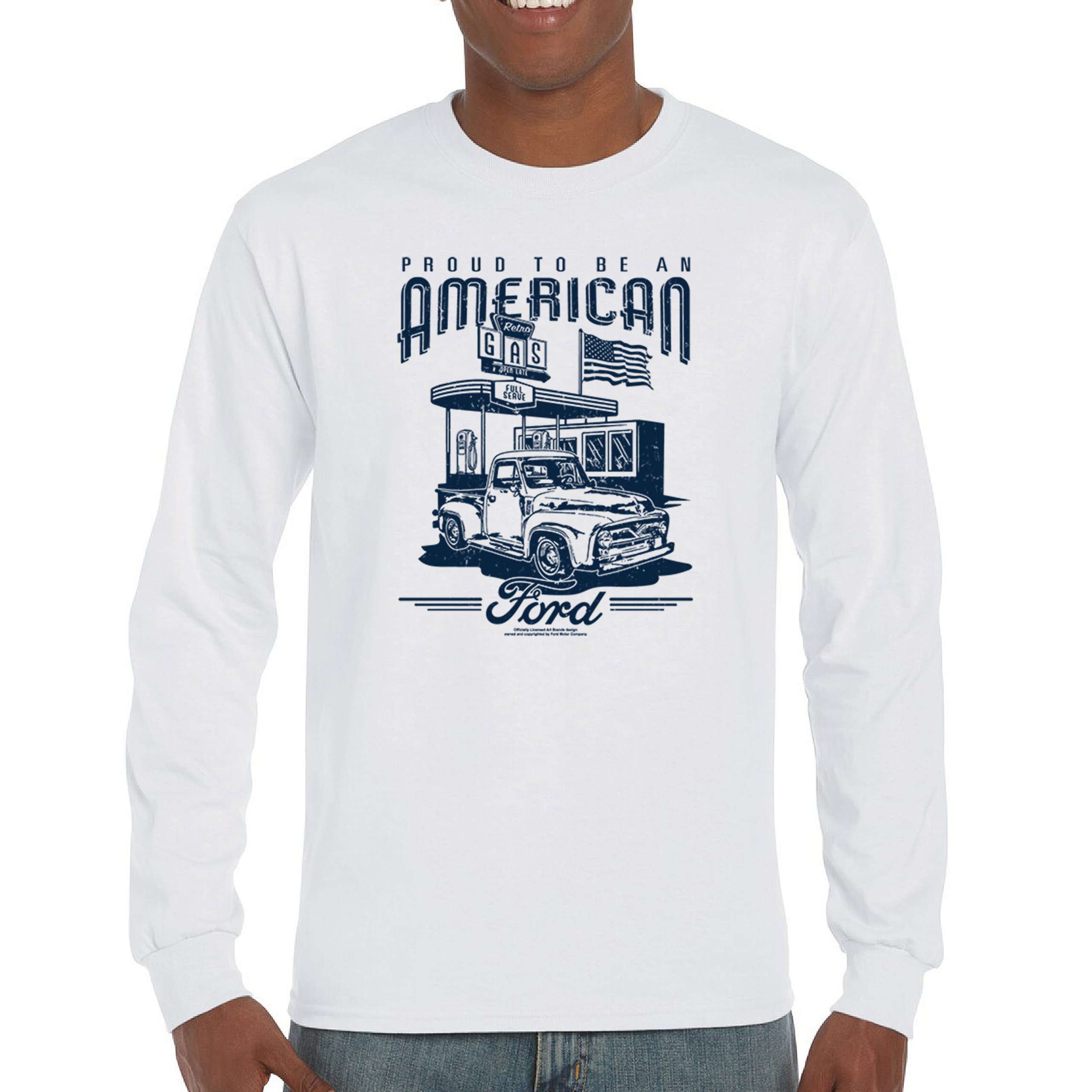 Proud To Be An American Ford Long Sleeve T-shirt Patriotic Retro ...