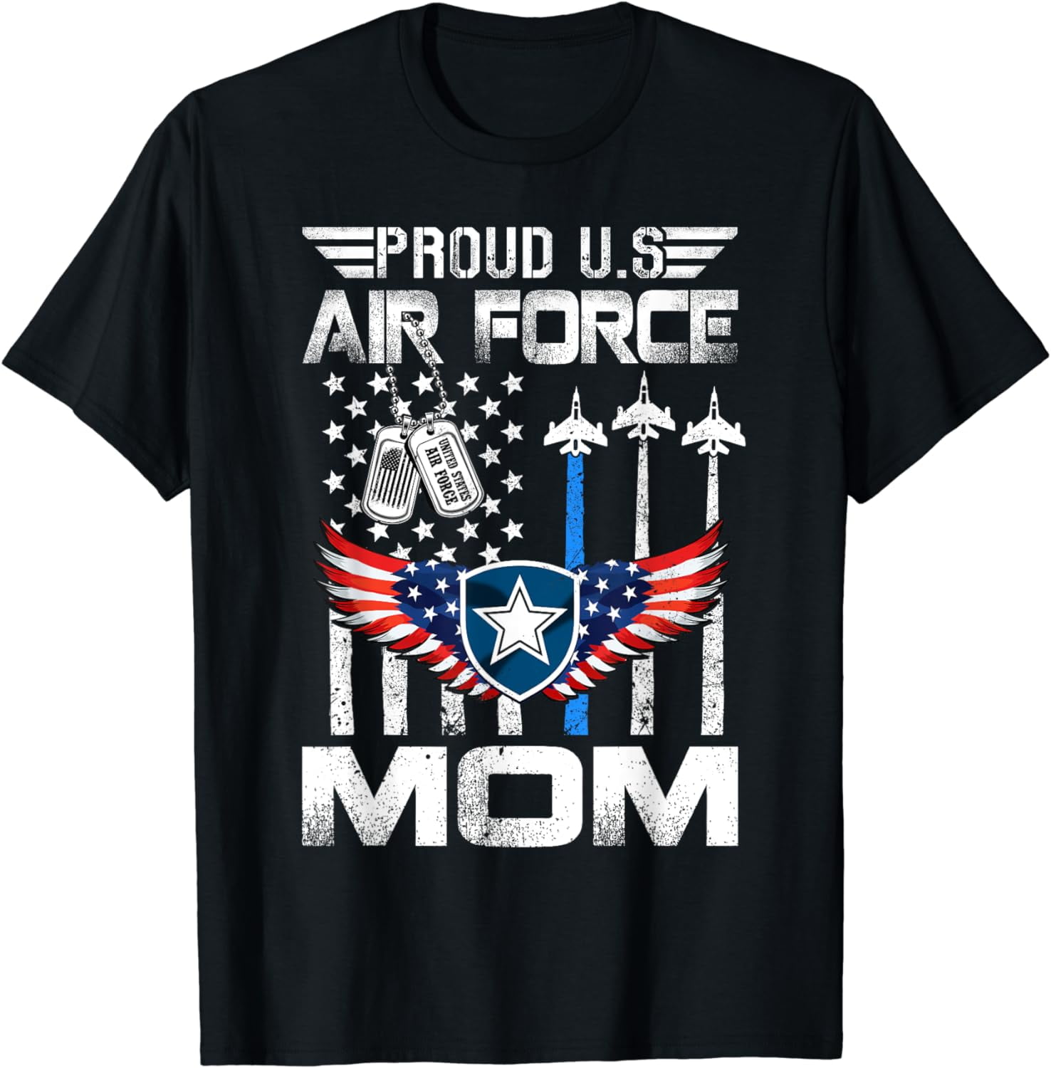 Proud US Air Force Mom Flag Air Force Graduation Mom Tee T-Shirt ...