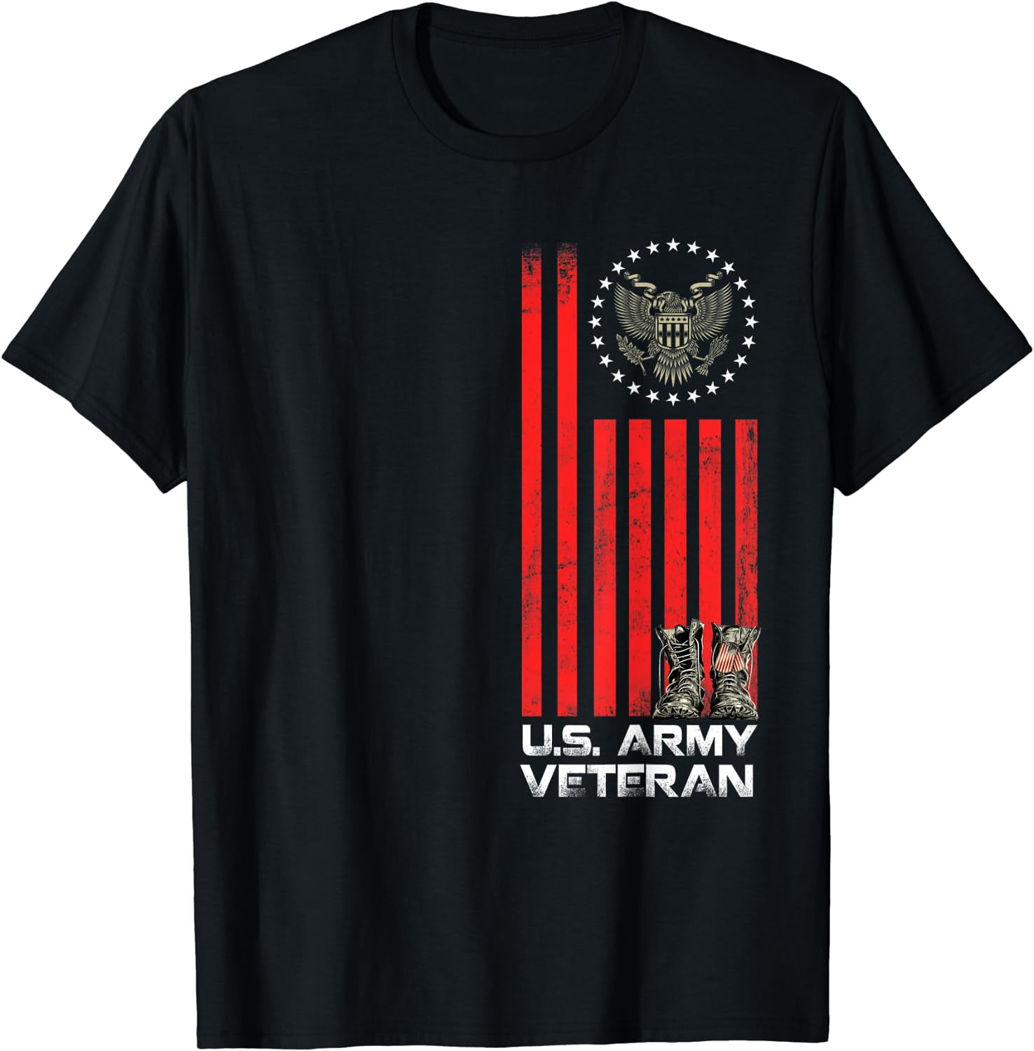 Proud US Army Veteran USA Flag, Army Boots And America Flag T-Shirt ...