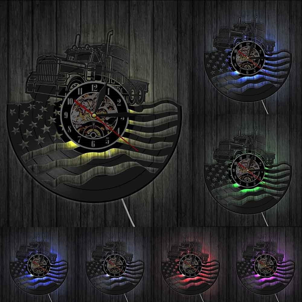 Proud USA Farmer Tractor Trailer Wall Clock Tractor American Flag Vinyl ...