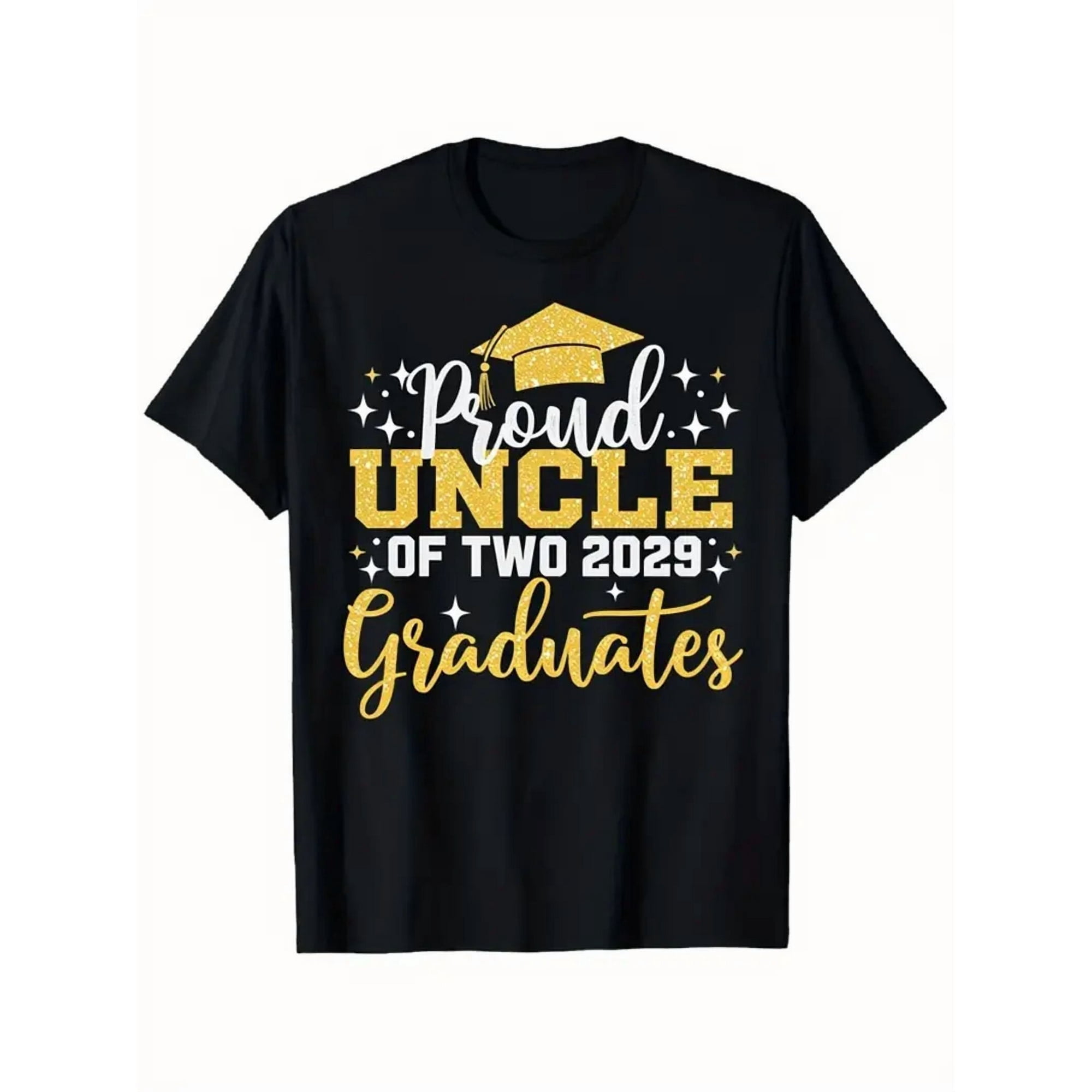 Proud Uncle of Two 2025 Graduates Shirt - Black Graduation T-Shirt with ...