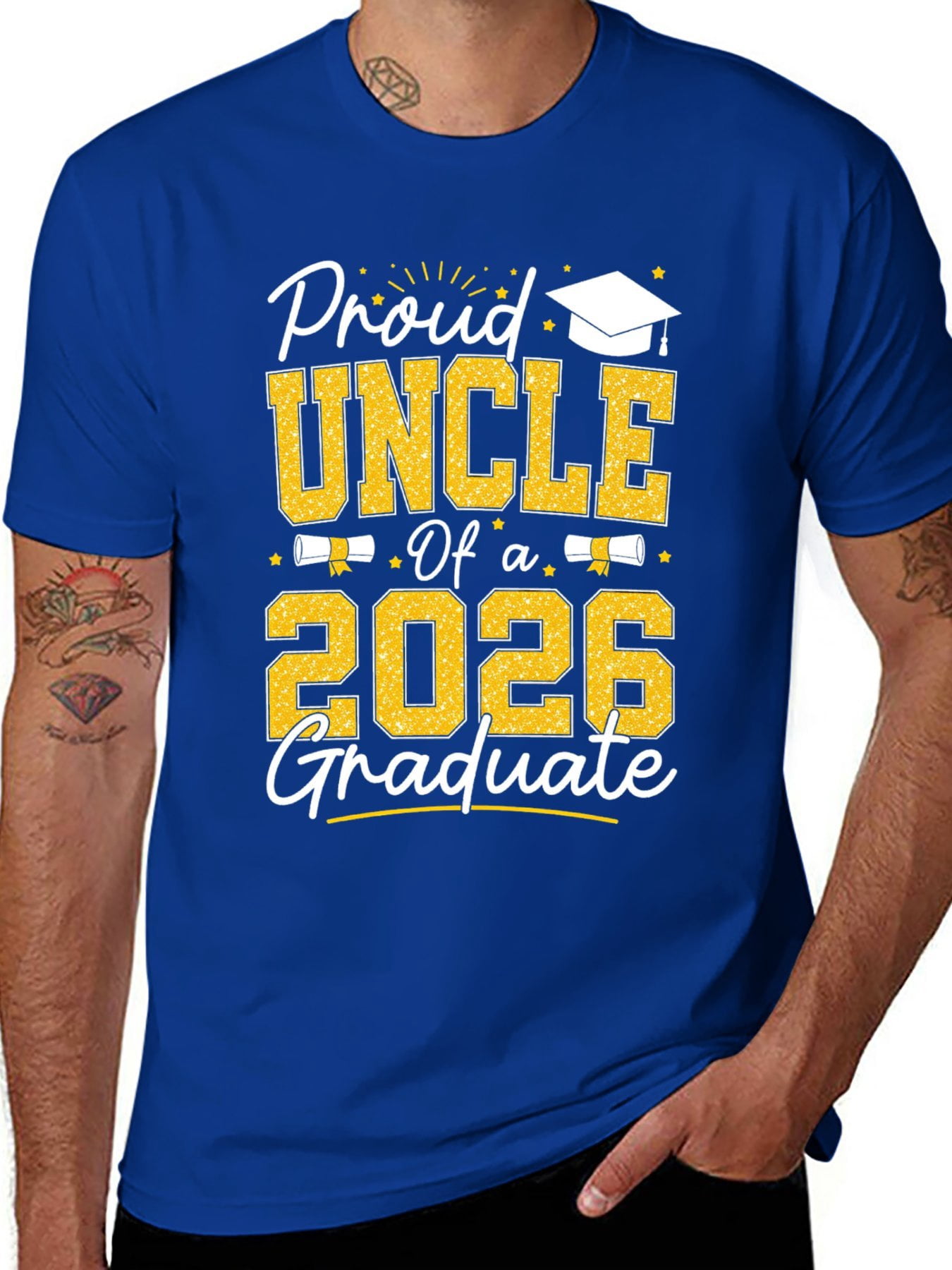 Proud Uncle of A 2026 Graduate Senior 2026 Grad Family T-Shirt - Blue ...