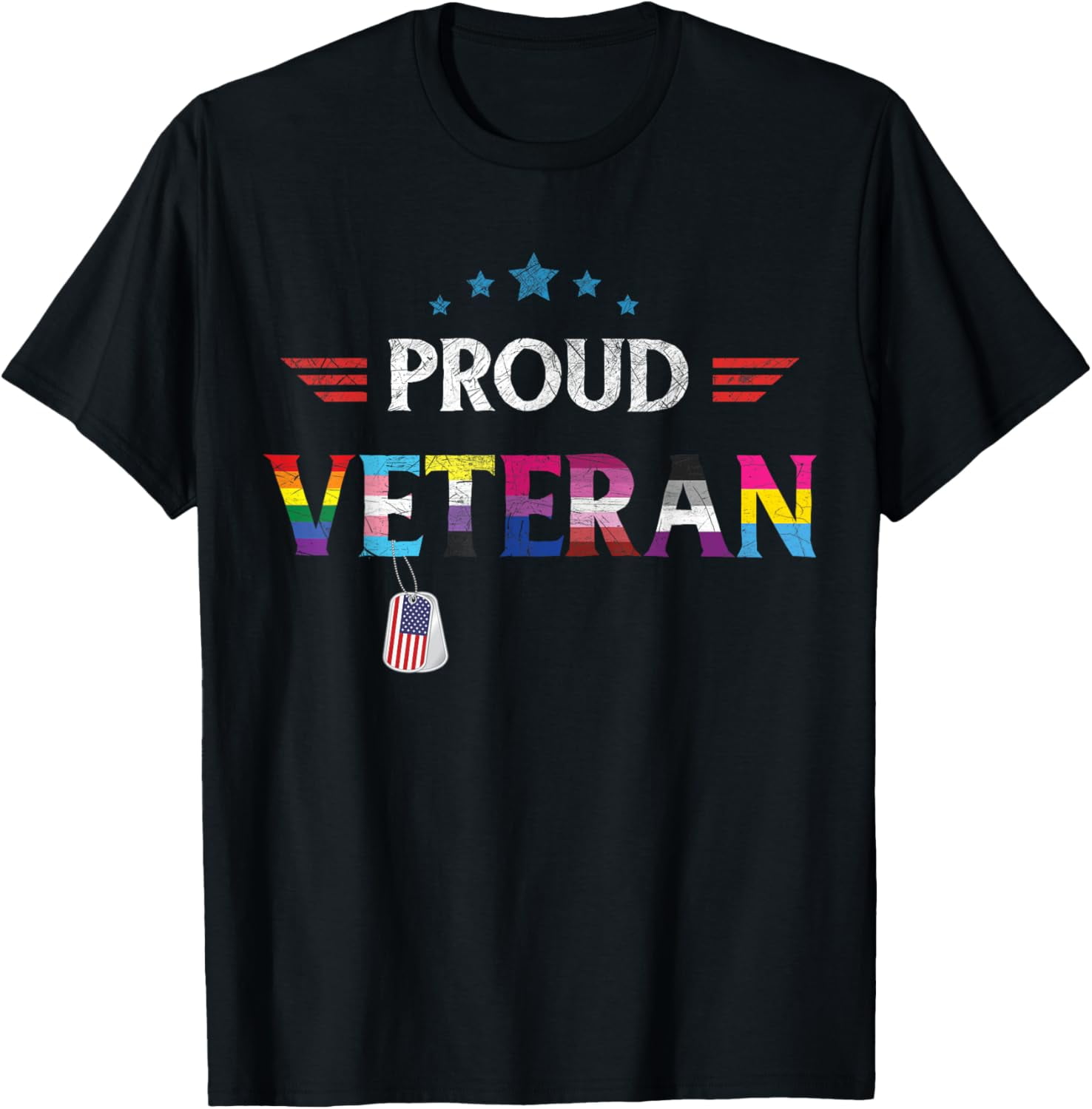 Proud Veteran LGBTQ Rainbow Flag Gay Pride Trans US Army T-Shirt ...