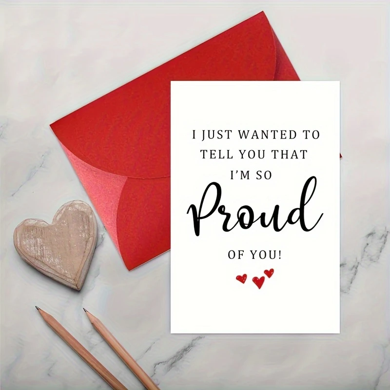 Proud of You Greeting Card – Inspirational Message with Red Hearts ...