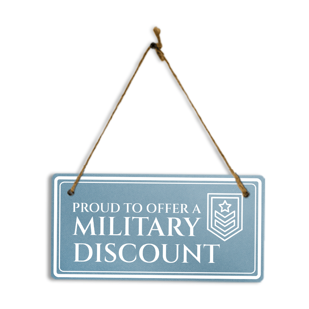 Proud to Offer A Military Discount 5x10 Hanging Plus Wall or Door Sign ...