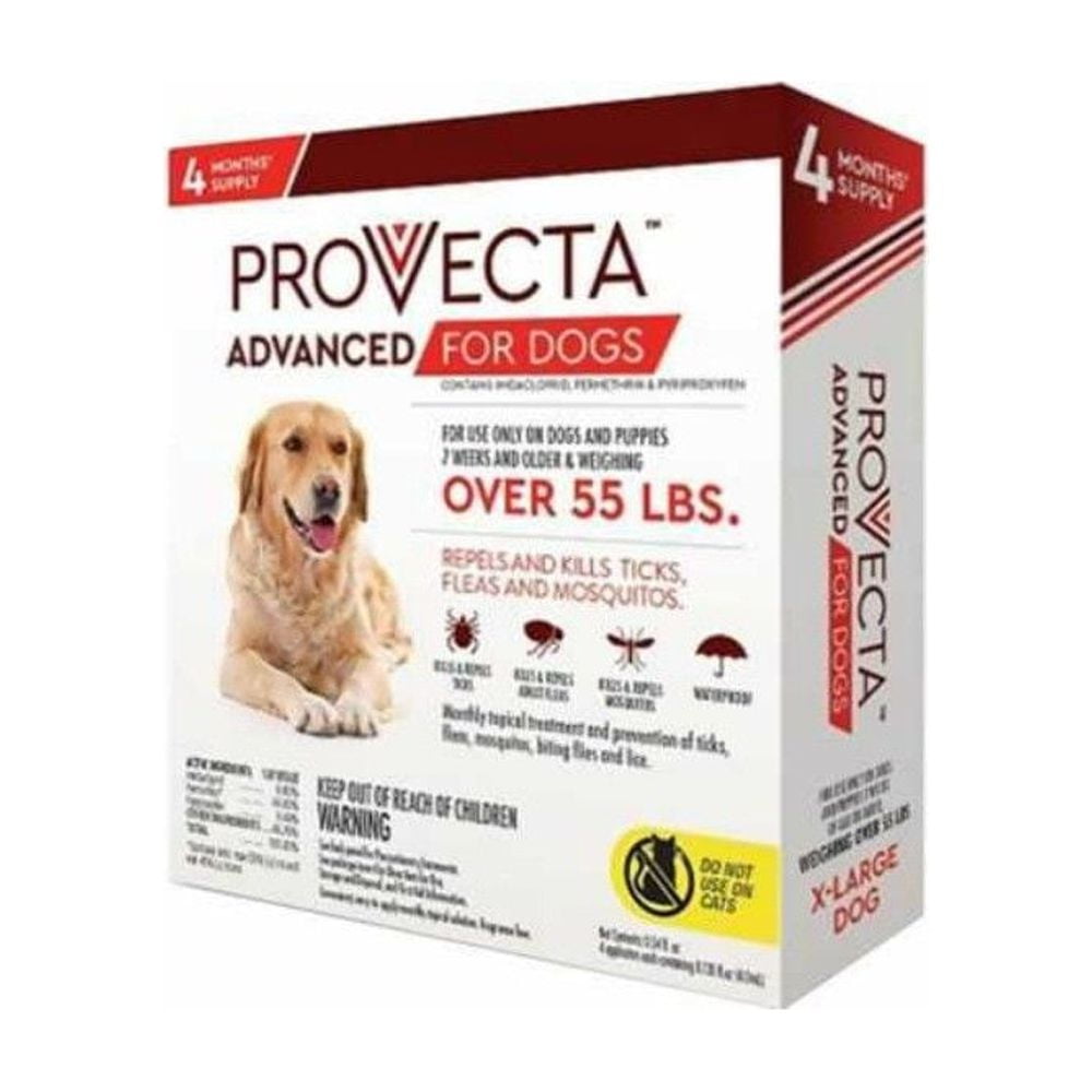 Provecta Advanced Flea and Tick Drops for Dogs Over 55 lb, Kills and ...