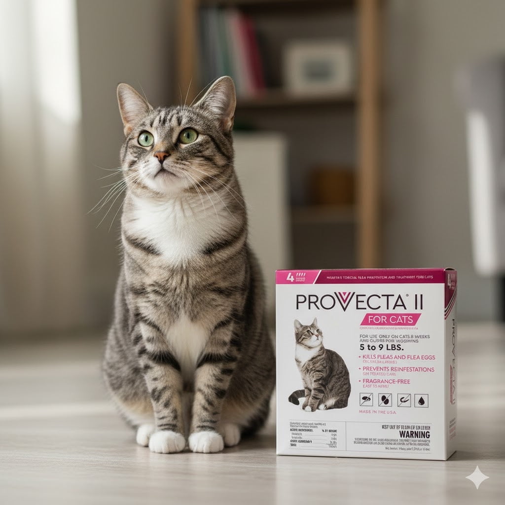 Provecta Flea Treatment Cats 5-9lbs 4 Monthly Topical Kills Fleas ...