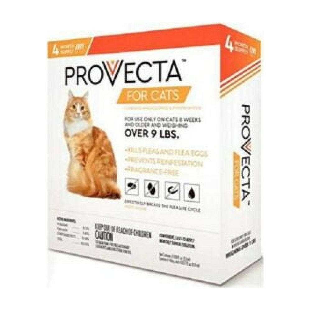Provecta Flea & Tick Control Medicine Drops for Large Cats Over 9lbs, 4 ...