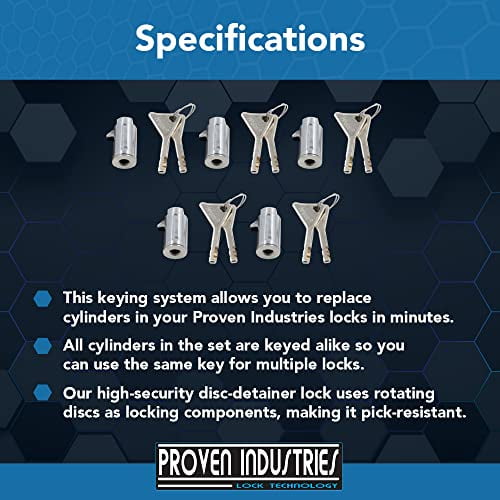 Proven Industries Disc-Detainer Cylinders, Cylinder Key Replacement, (3 ...