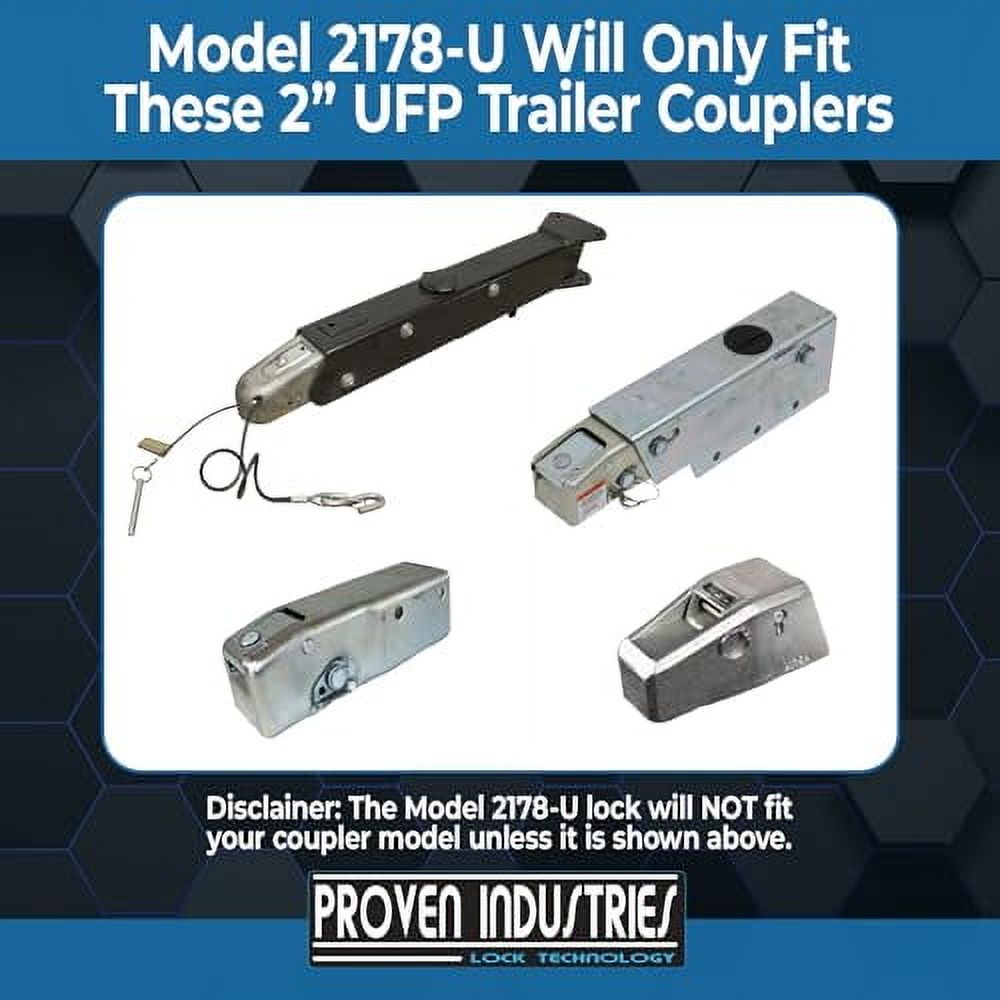Proven Industries Model 2178-U Boat and Trailer Lock, Fits 2-Inch UFP ...