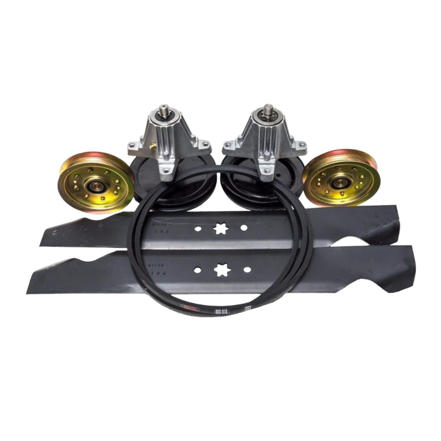 Proven Part 46 Inch Mower Deck Rebuild Kit Spindles Pulleys Blades Belt ...