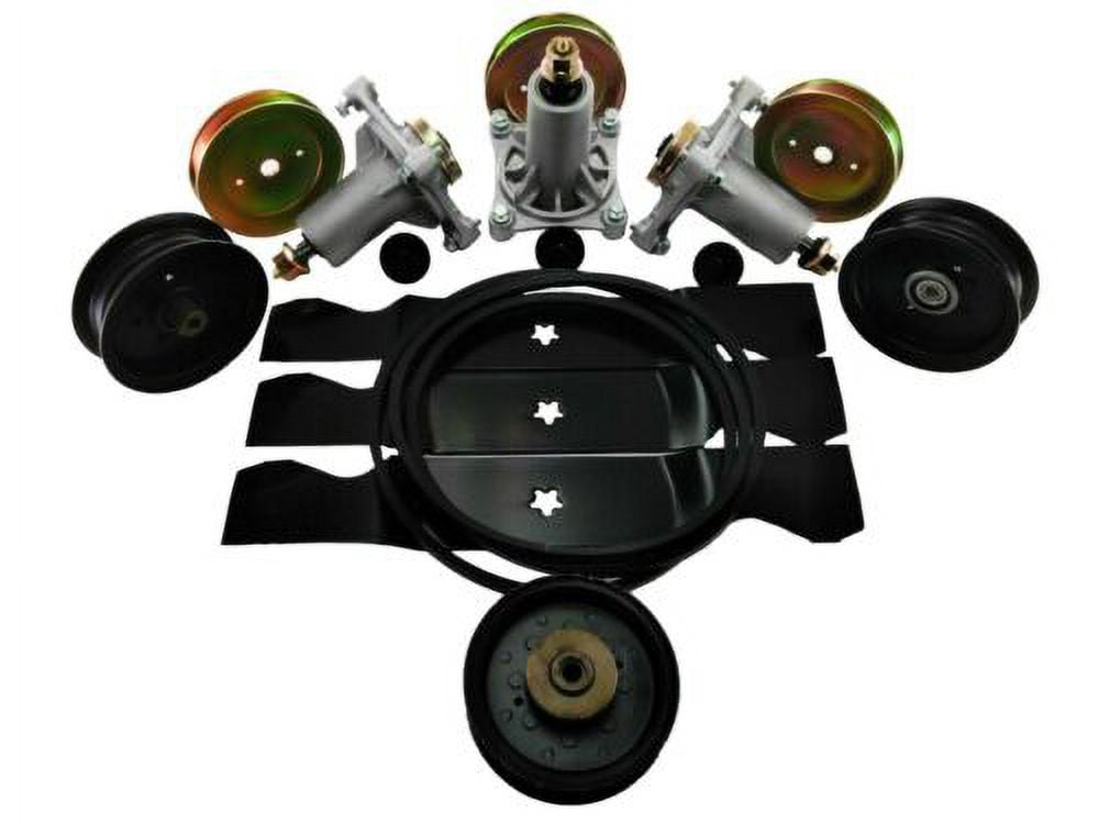 Proven Part Lawn Mower Deck Rebuild Kit Belt Spindles Pulleys Blades ...