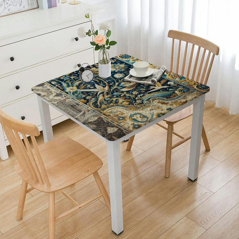Provence Blue Lemon Mediterranean Tile Tablecloth - Wrinkle Free Table ...