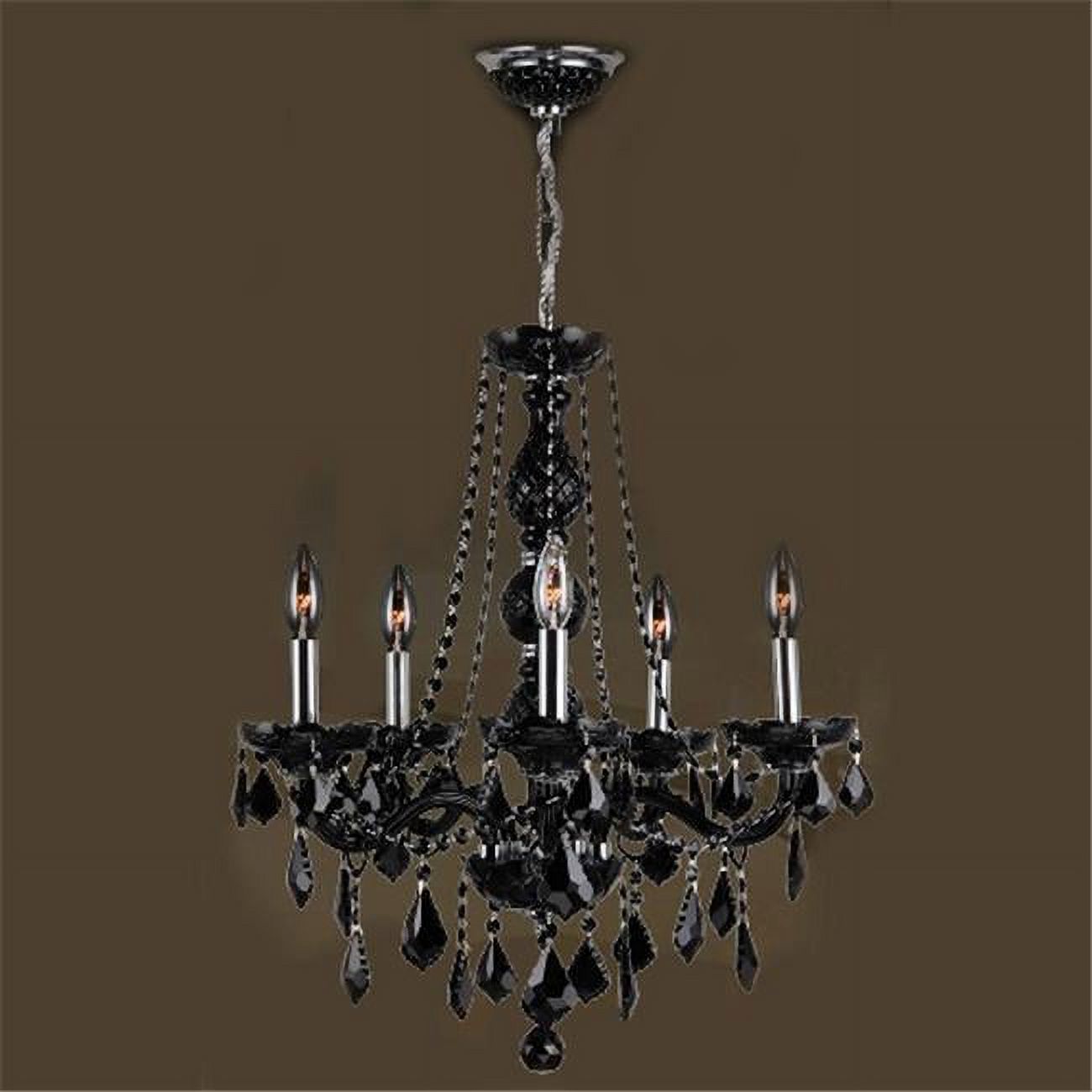 Provence Collection 5 Light Chrome Finish with Black Crystal Chandelier ...
