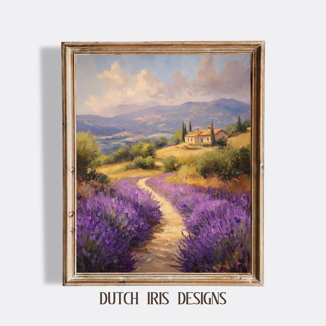Provence Lavender Fields, Vintage, Rustic Cottagecore Landscape Art ...