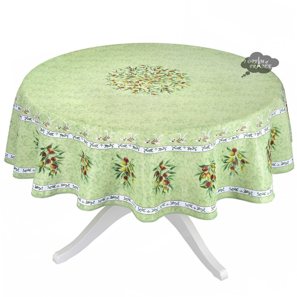 Provence Olivier Green French Provencal Tablecloth - 70" Round ...