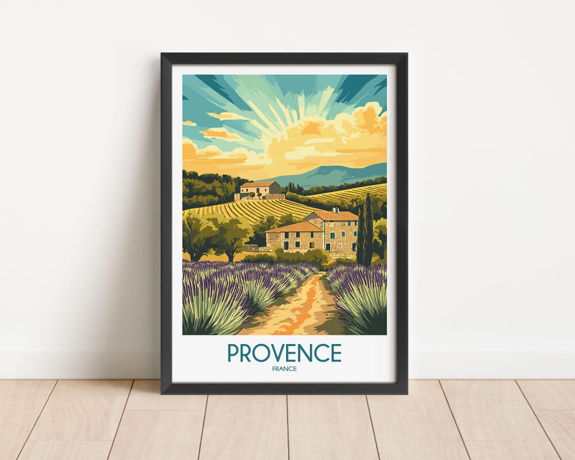 Provence Poster France Scenic Countryside Wall Art Print, Unframed ...