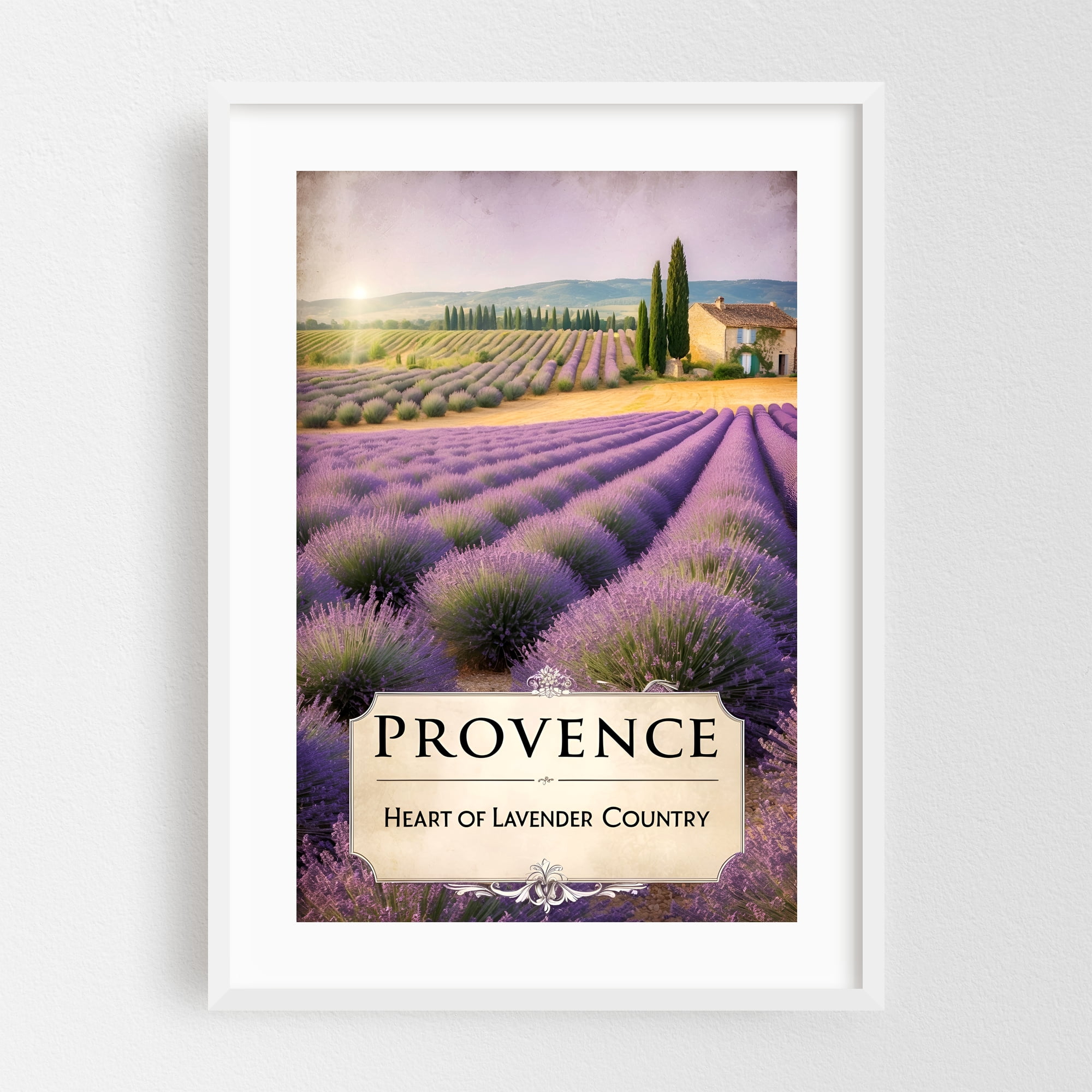 Provence Poster – Vintage Lavender Fields Art Print - Provence-Alpes-Côte d'Azur France ...